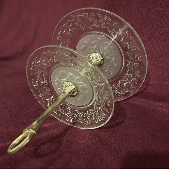 Fantasia | Dining | Vintage Gold And Clear Glass Twotiered Serving Tray ...